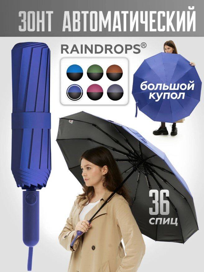 Смарт-зонт RAINDROPS, blue