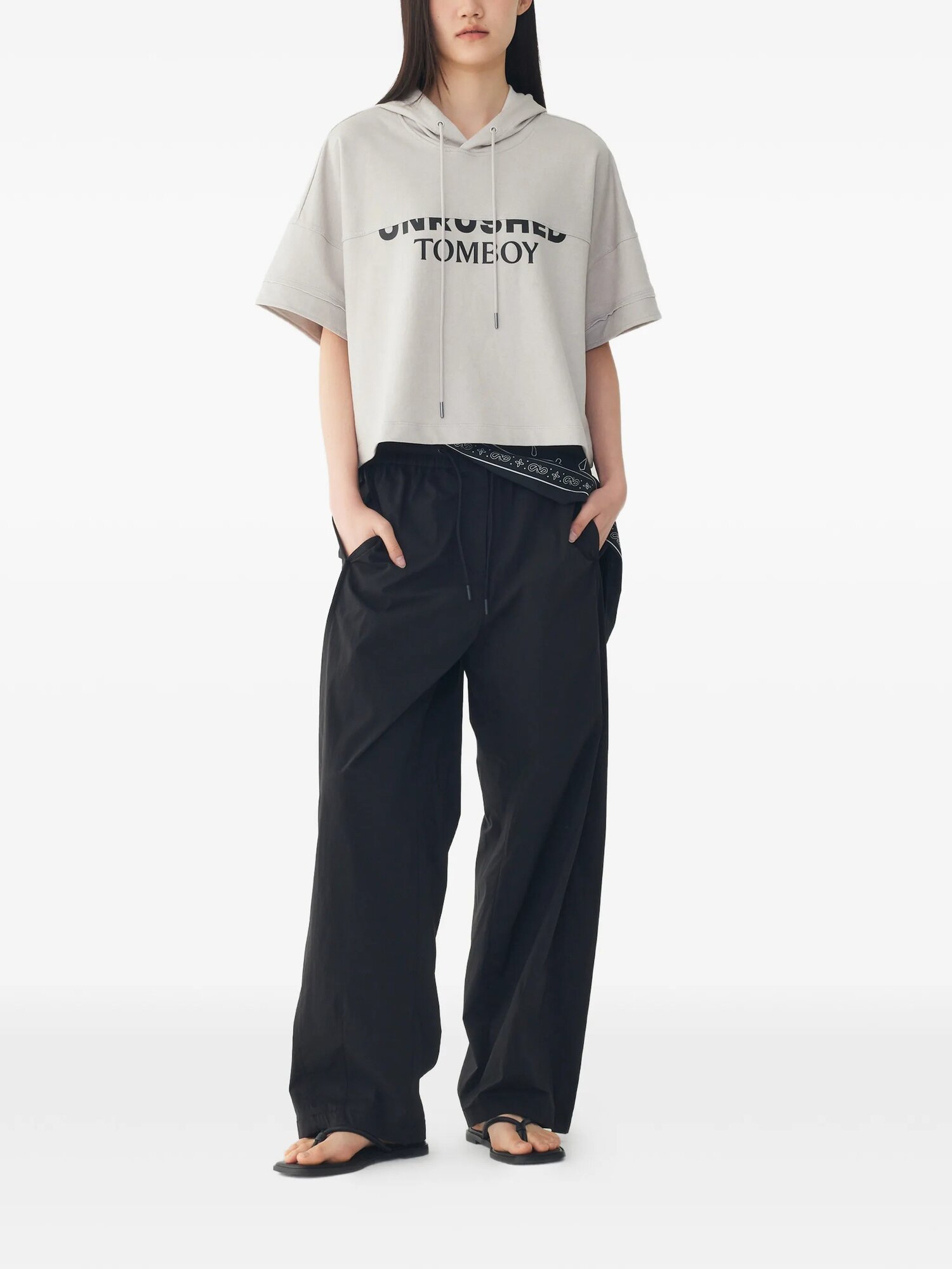 Брюки STUDIO TOMBOY Drawstring elasticated-waist trousers, размер OneSize, черный — фото 1
