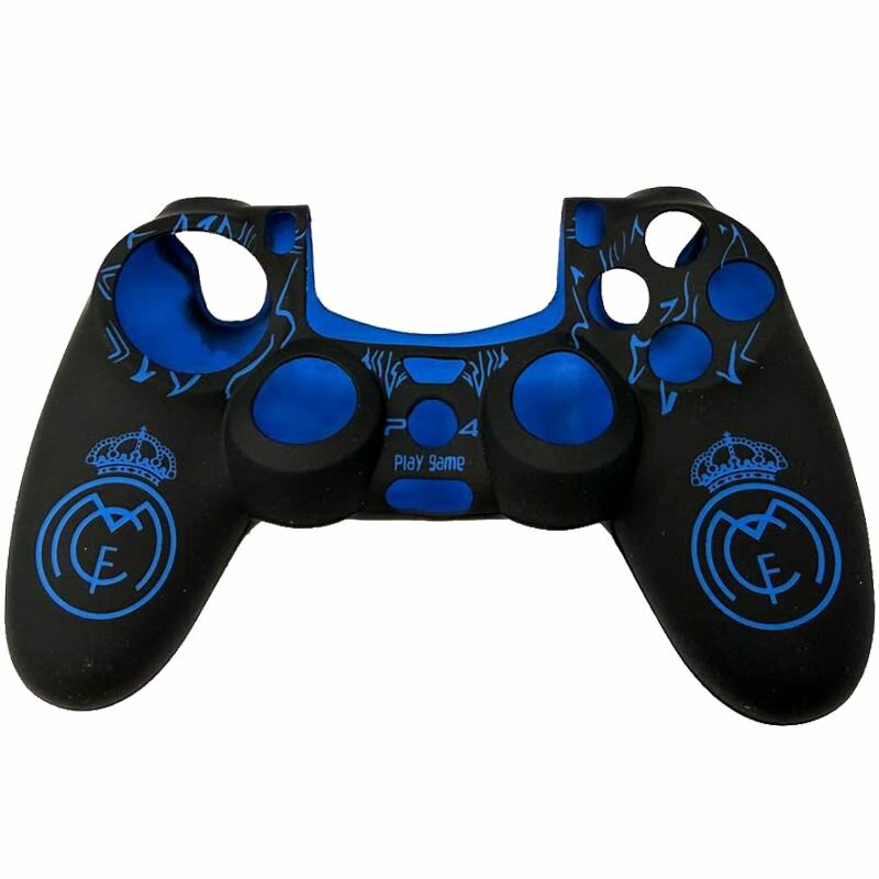 Силиконовый чехол для геймпада DualShock 4 (ФК Реал Мадрид) (черно-синий)