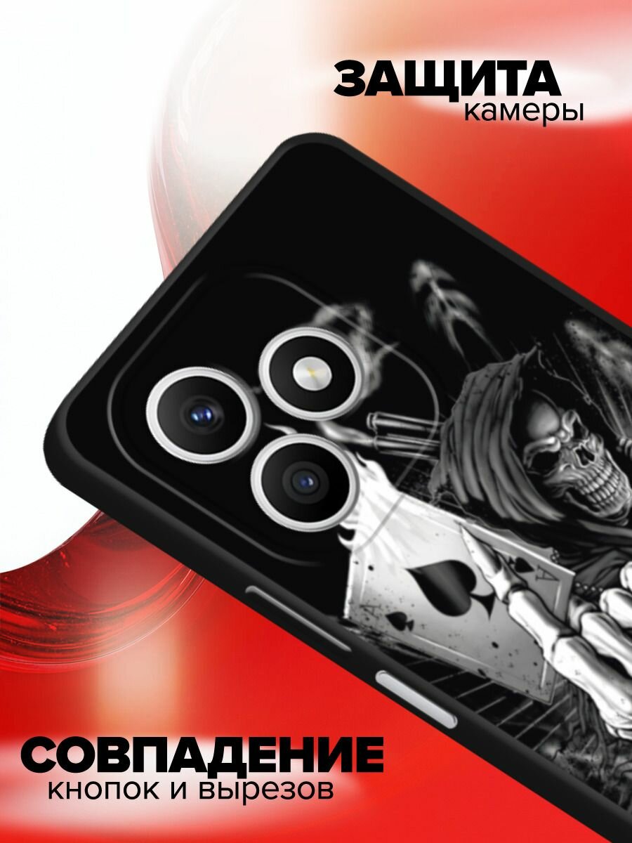 Черный матовый чехол на Honor X8d / Хонор X8d с принтом Конец игры — фото 1