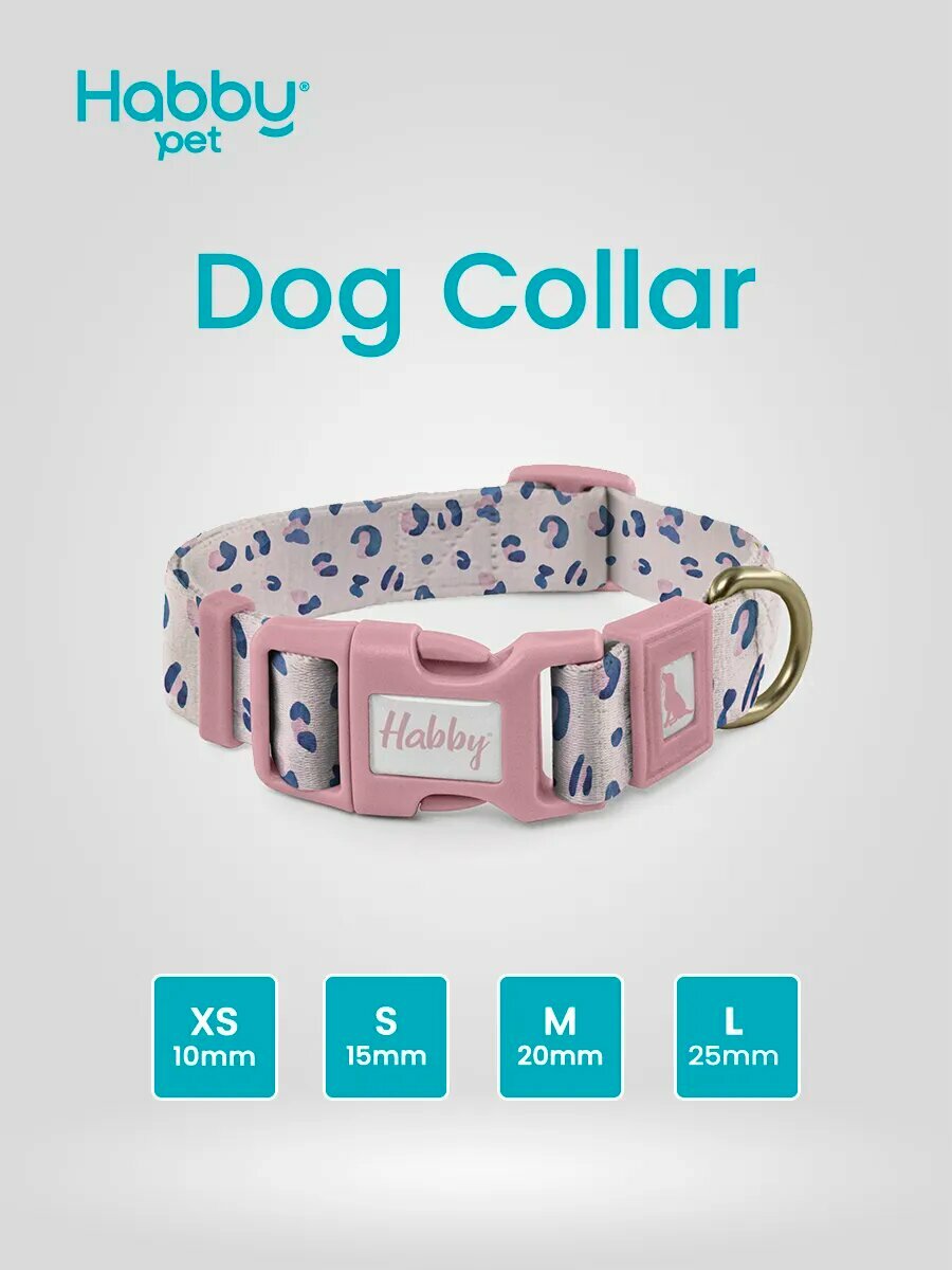 Ошейник для собак с принтом Pink Leopard, размер S, для маленьких и средних пород собак