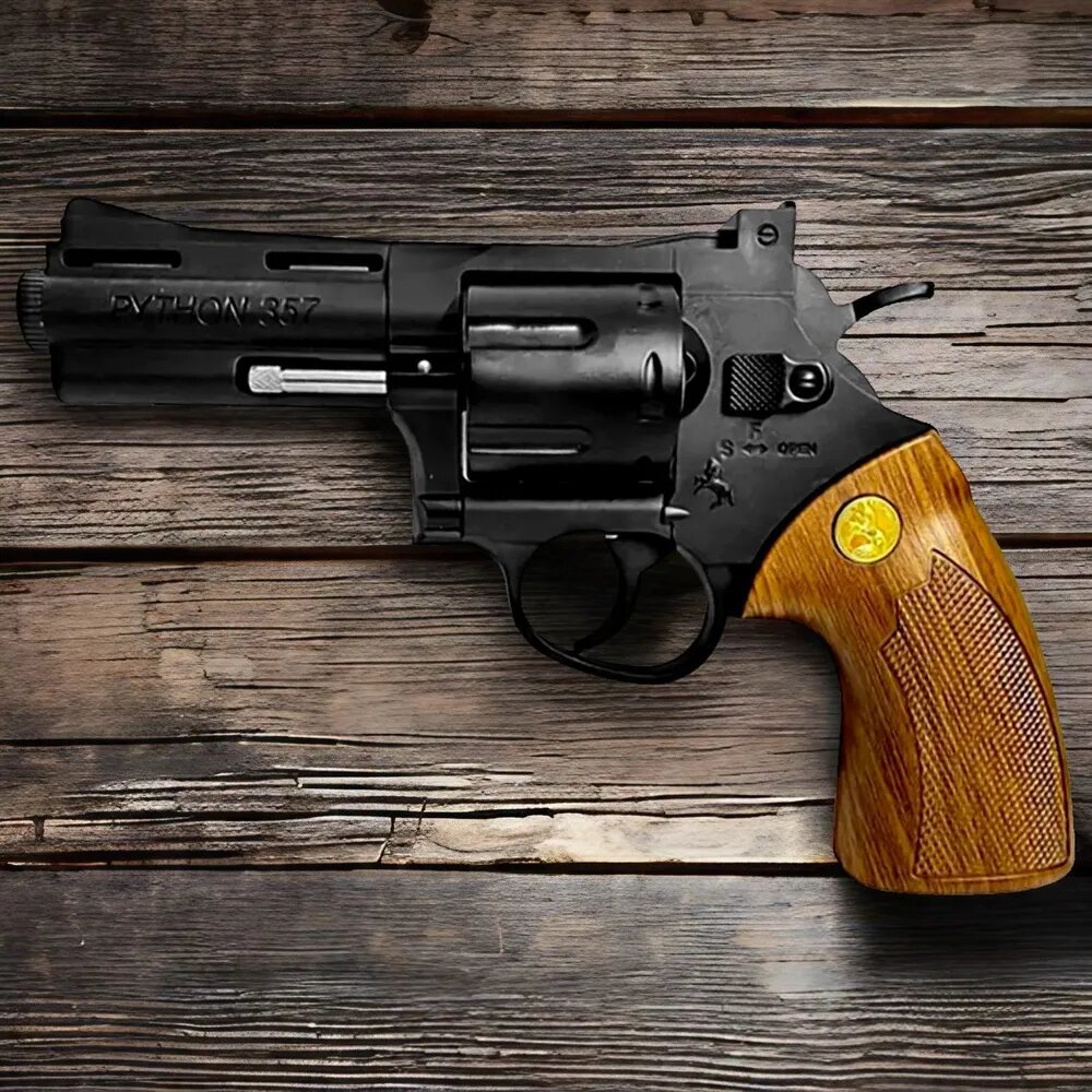 Золотой револьвер Colt Python 357 полноразмерный с мягкими пулями, гидрогелевыми шариками и кобурой