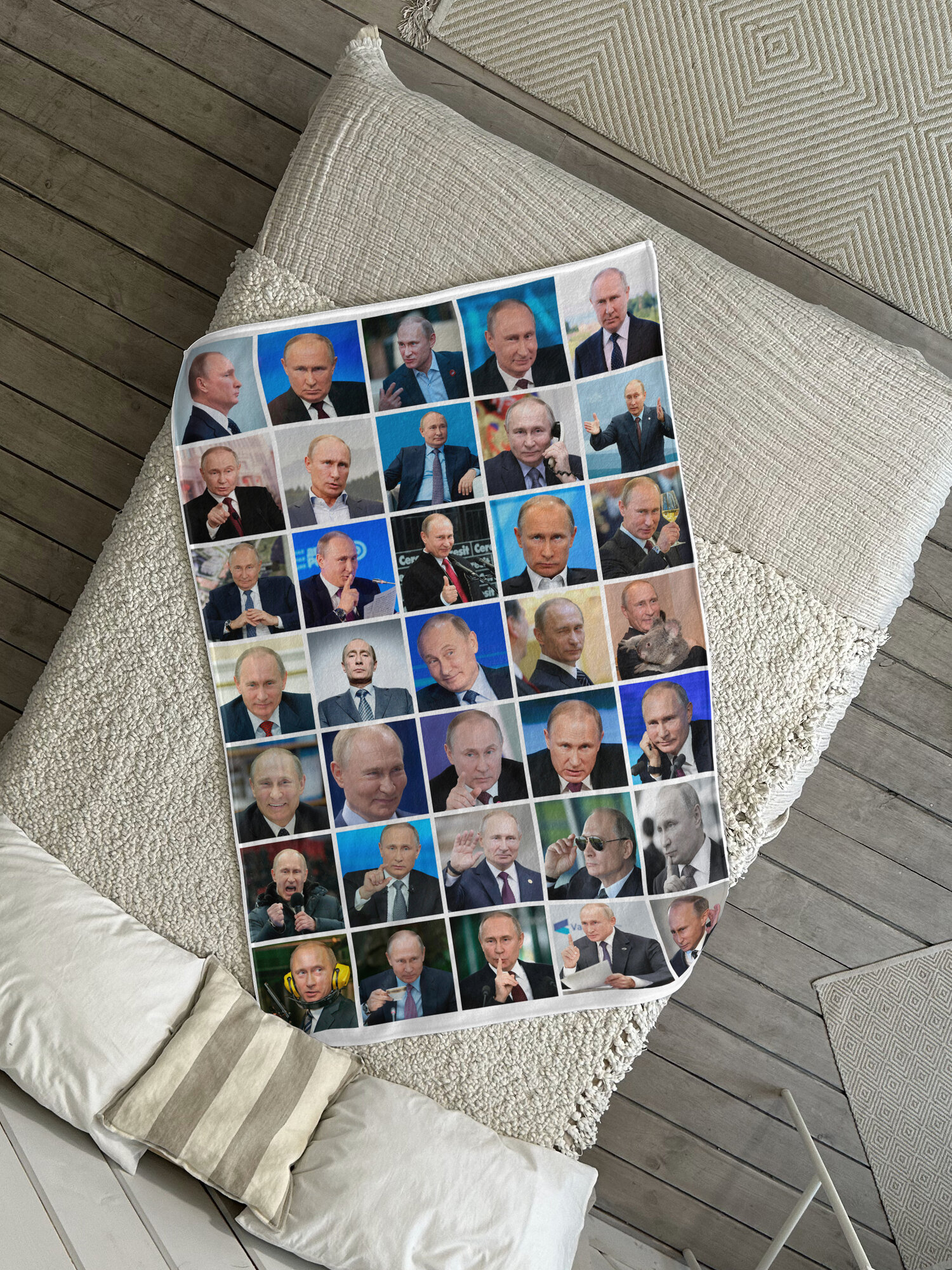 Путин флисовый плед фотоколлаж 110х150 см