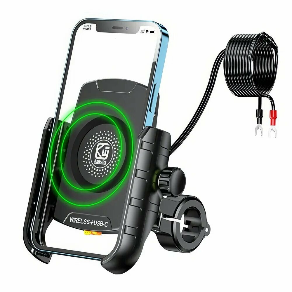 Kewig Держатель телефона а руль M9S USB Type-C и Беспроводной зарядкой 15W