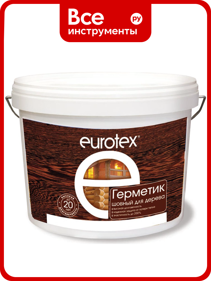 Шовный герметик для дерева Eurotex орех 6 кг 1 27154, герметизации стыков