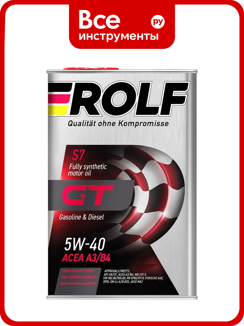 Моторное масло Rolf GT 5W-40, SN/CF, 4 л 322229