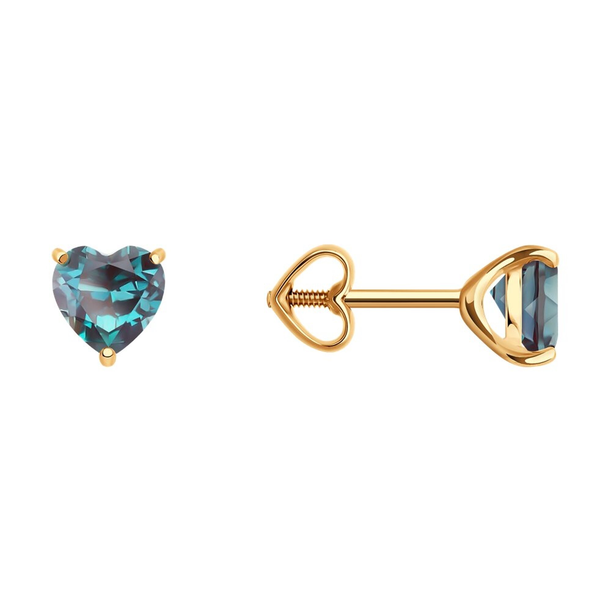 Серьги, красное золото, 585 проба, александрит