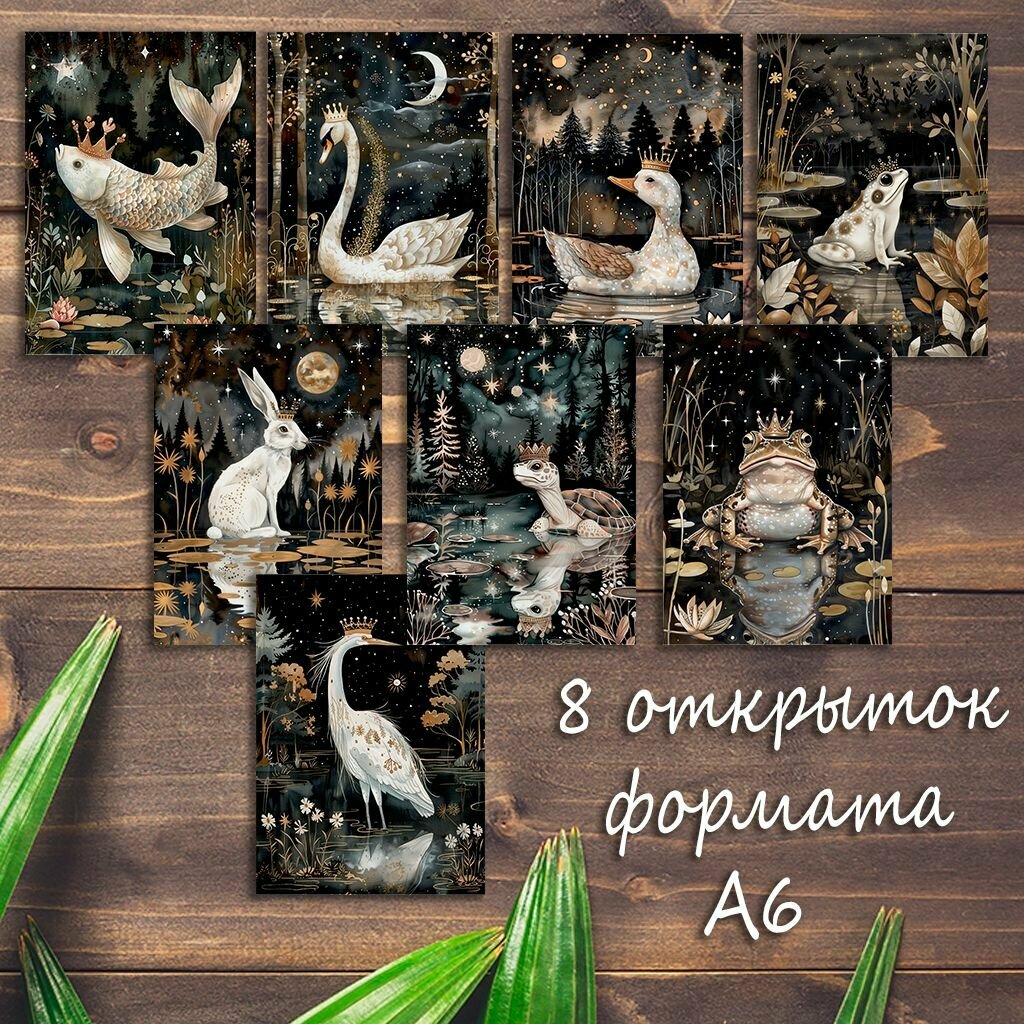 Большой набор открыток Мистические животные, 8 штук