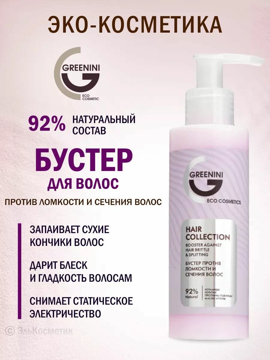 Бустер для волос "GREENINI" HAIR COLLECTION Против ломкости и сечения, 150мл