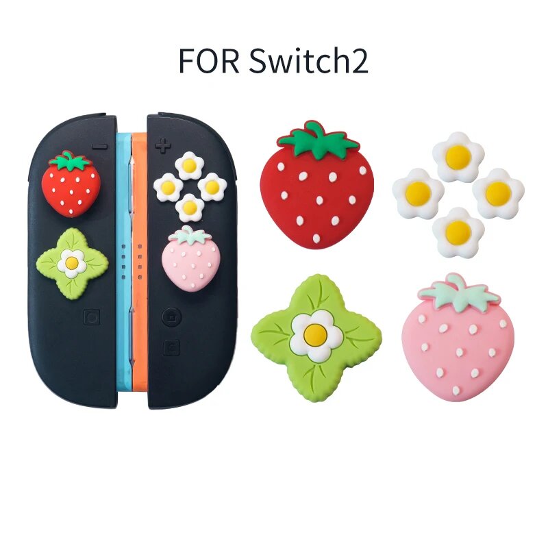 Силиконовые накладки Spring Strawberry для Joy-Con Nintendo Switch 2/NS OLED For Switch 2