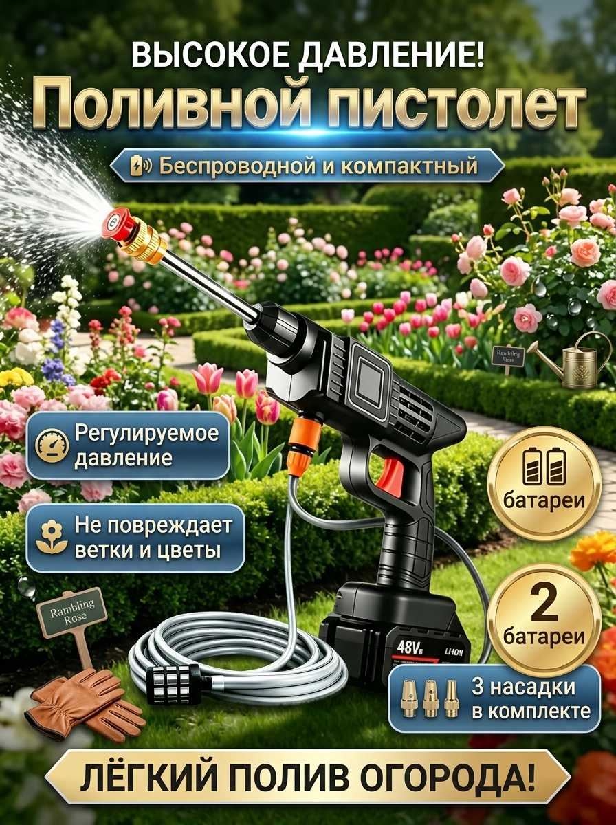 Насос аккумуляторный для полива из бочки, 48V