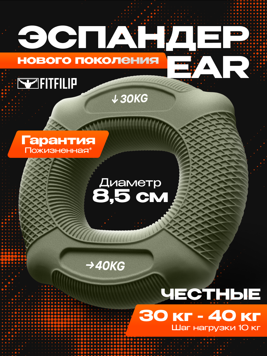 Нагрузка - 30кг - 40кг эспандер кистевой FITFILIP, модель EAR