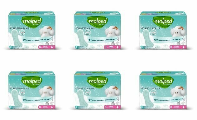 Molped Прокладки женские Гигиенические Antibakteriyel Super, 7 шт в уп, 6 уп