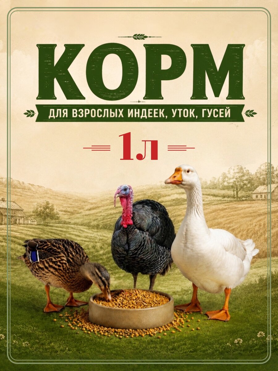 Корм для взрослых индеек, уток, гусей