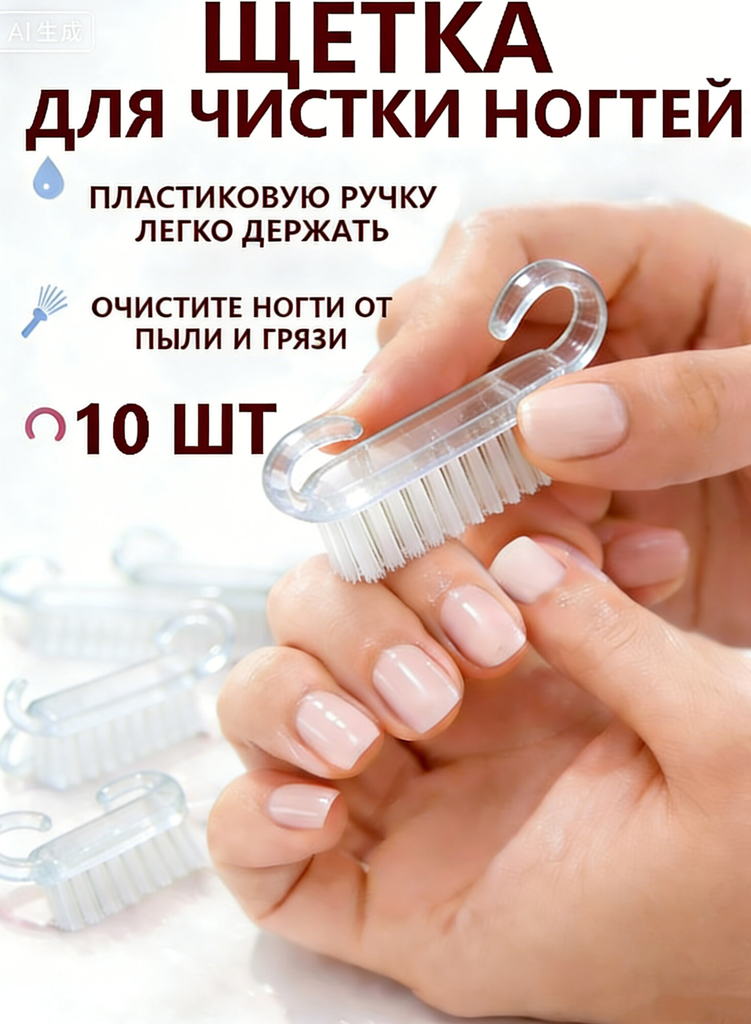 Пластиковая Мягкая Щетка Для Чистки Ногтей Из 10шт