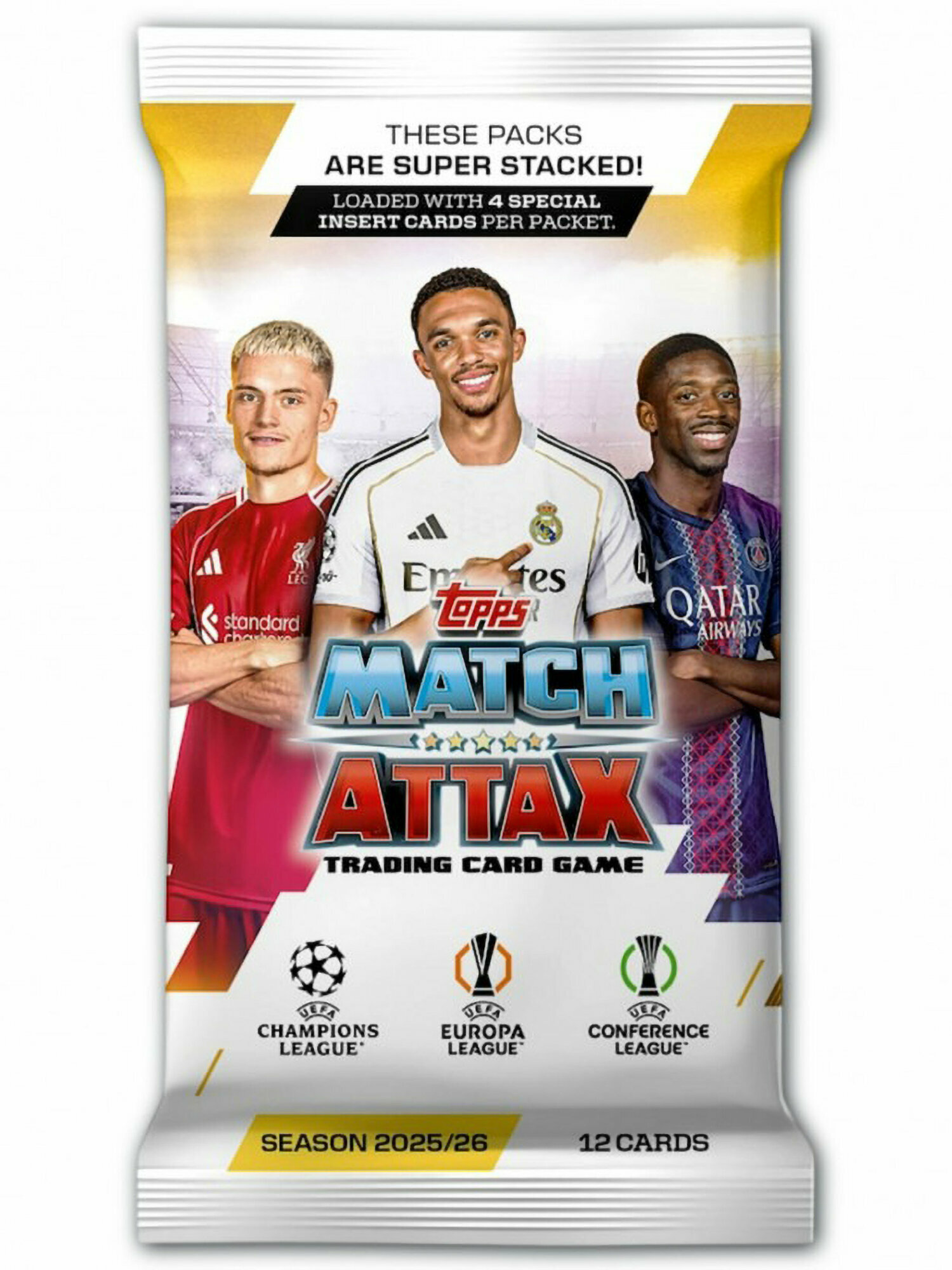 Карточки коллекционные TOPPS Match Attax UEFA Champions League 2025-26, бустер - 12 карточек, на английском