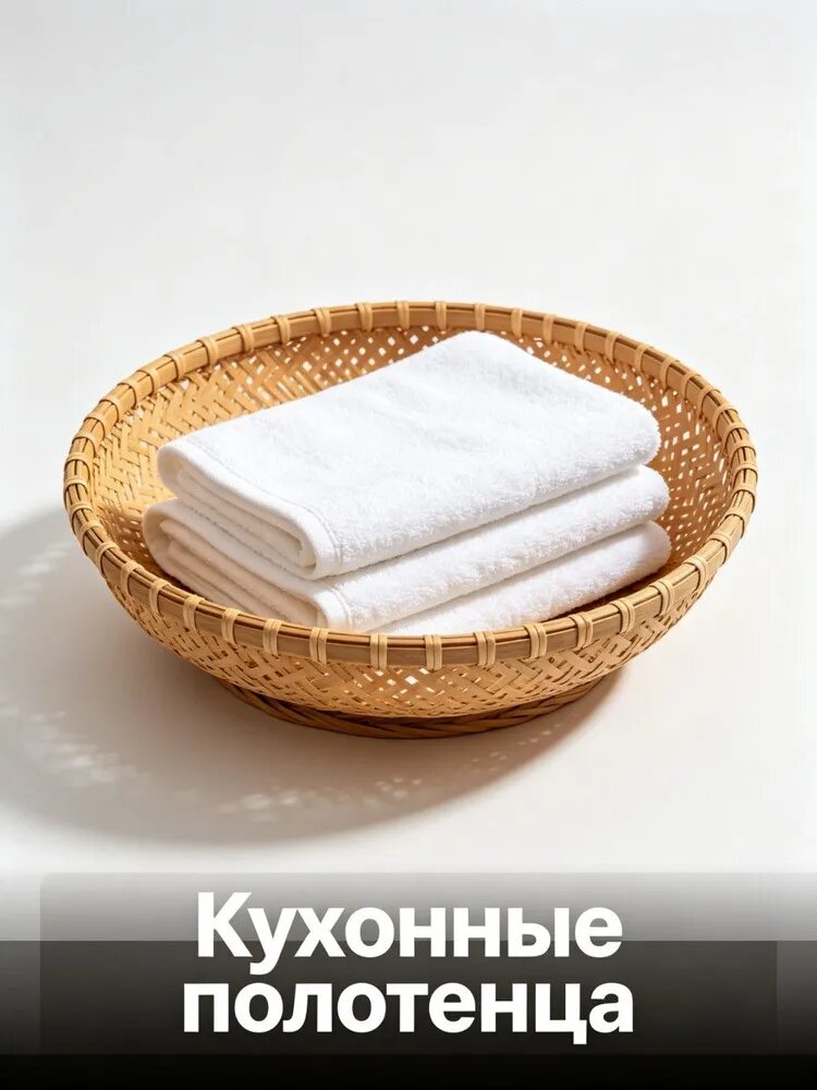 Полотенце кухонное 30x30 10 шт хлопок белый