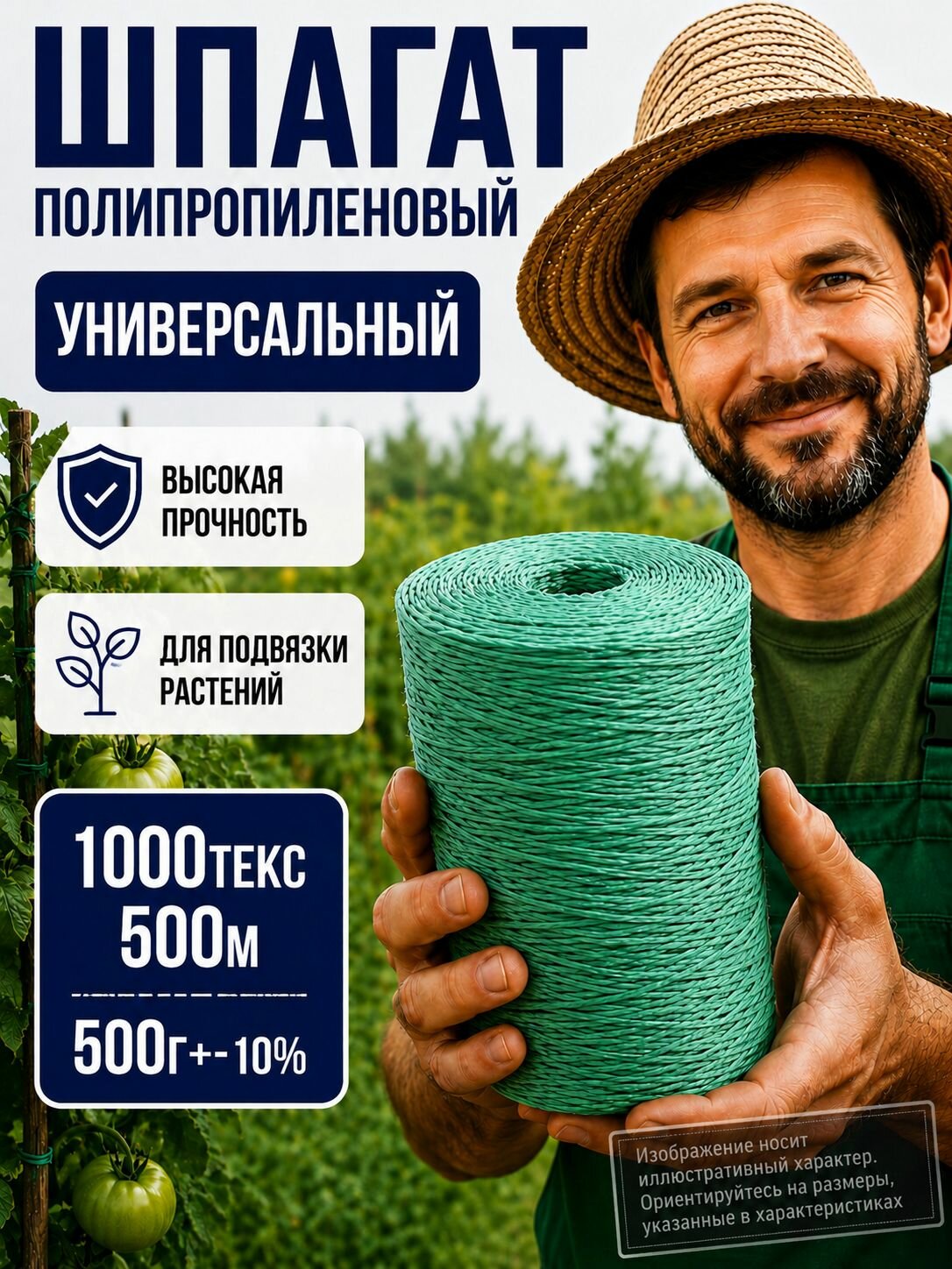 Ликтрос про Шпагат крепежный 500 м, 3 мм, 40 кгс, Капрон, Полипропилен