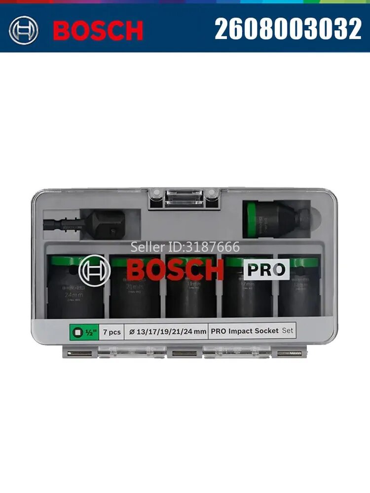 Набор Из 7 Головок Bosch Power Wrench 13-24 мм, Для GDS 18V-400