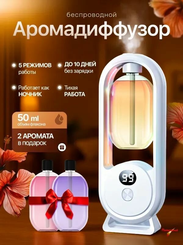 Аромадиффузор ультразвуковой gFh9dnut, белый