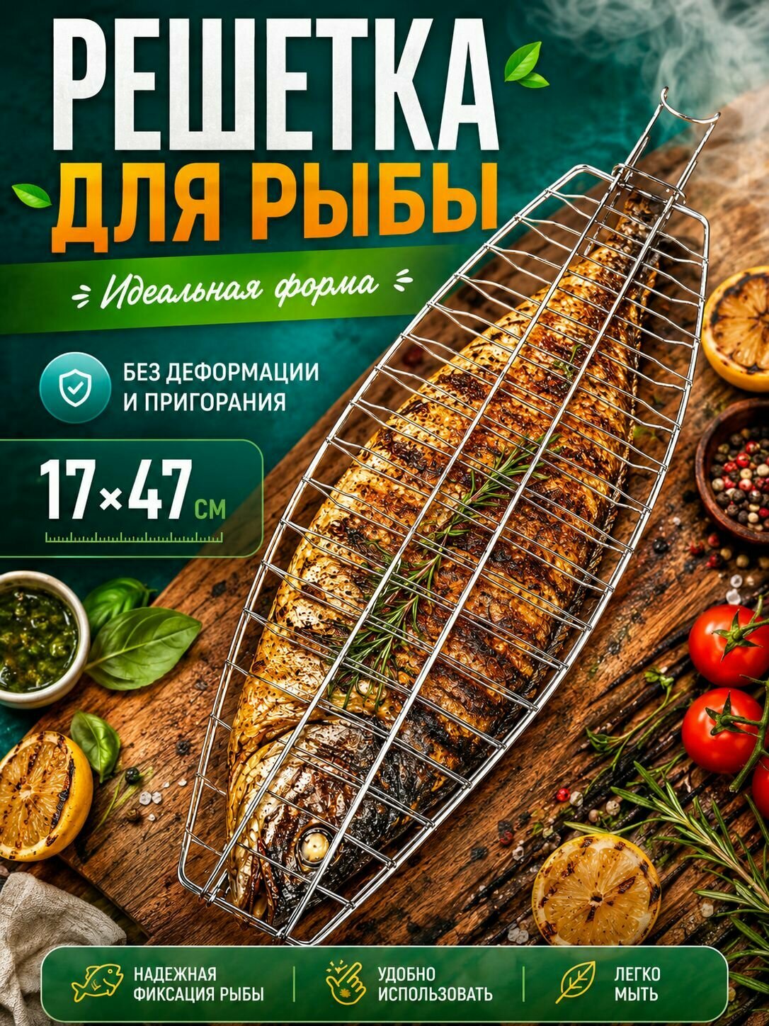 Решетка для рыбы в тандыр Высота 47 см. Ширина 17 см.