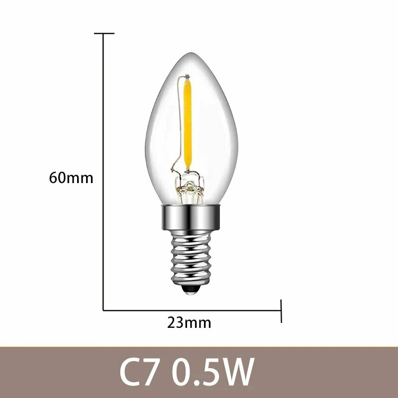 LED лампа C7 0.5W, E14, 220-240V, Желтый