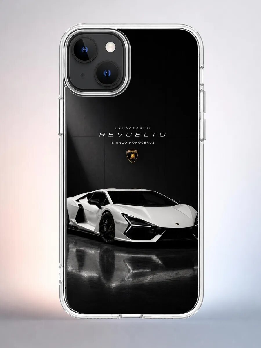 Чехол iPhone 14 lamborghini revuelto силиконовый прозрачный
