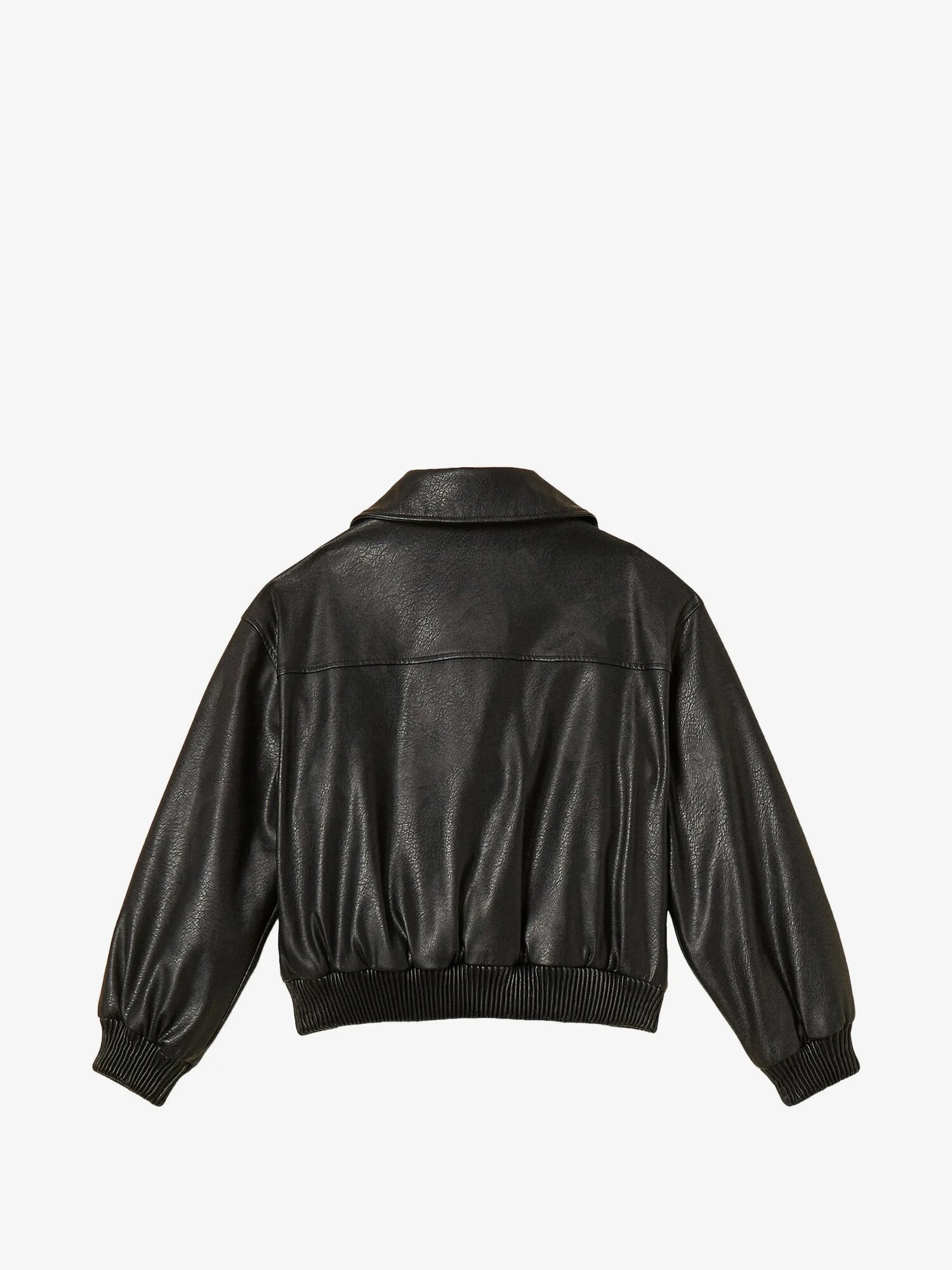 Бомбер Twinset Milano Leather-like bomber jacket with collar, размер 152, черный — фото 1