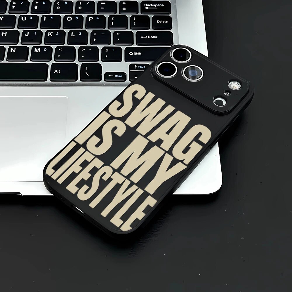 Черный чехол для iPhone 17 ProMax "Swag is my lifestyle"
