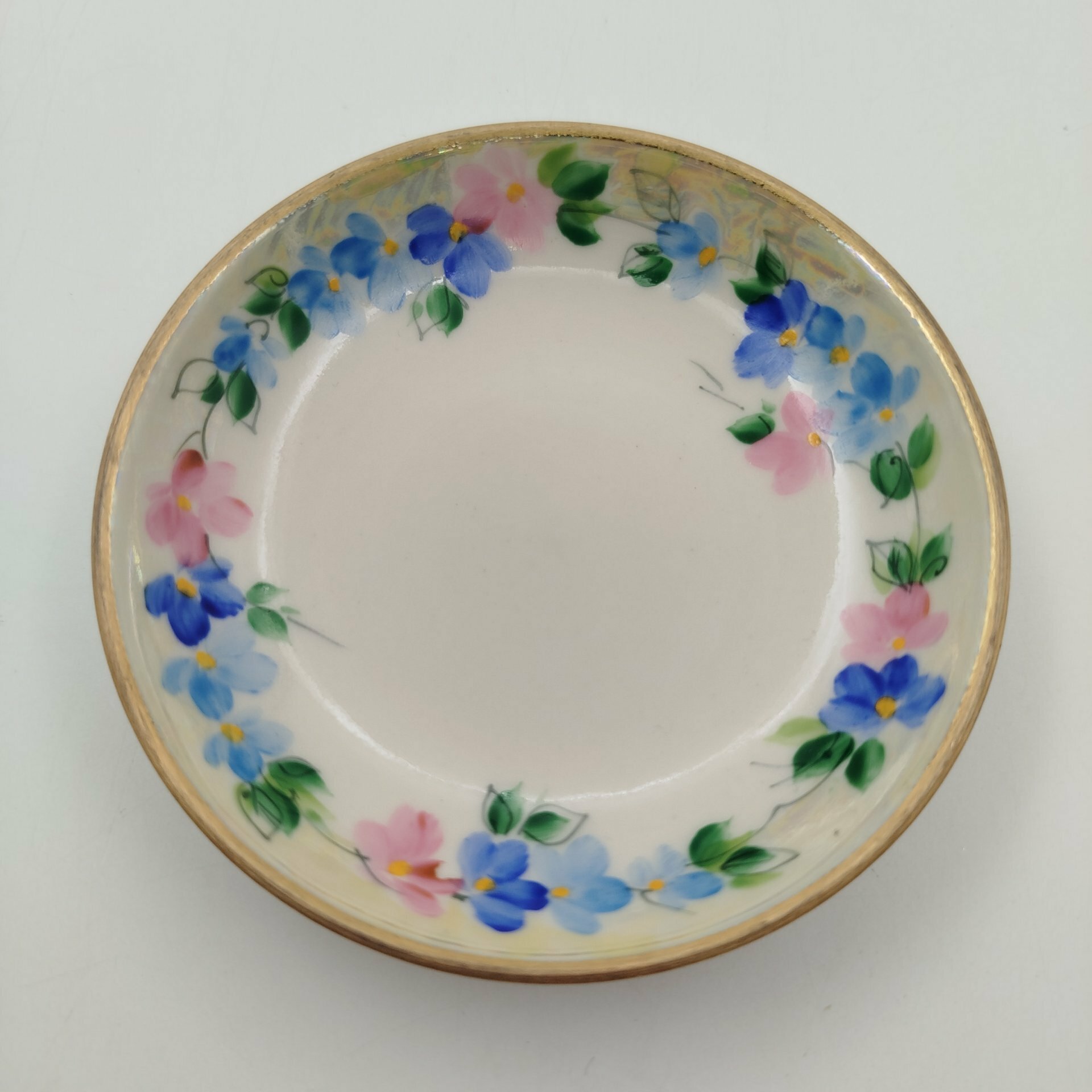 Розетка с цветочным декором, Кузнецовский фарфор, фарфор, роспись, люстр