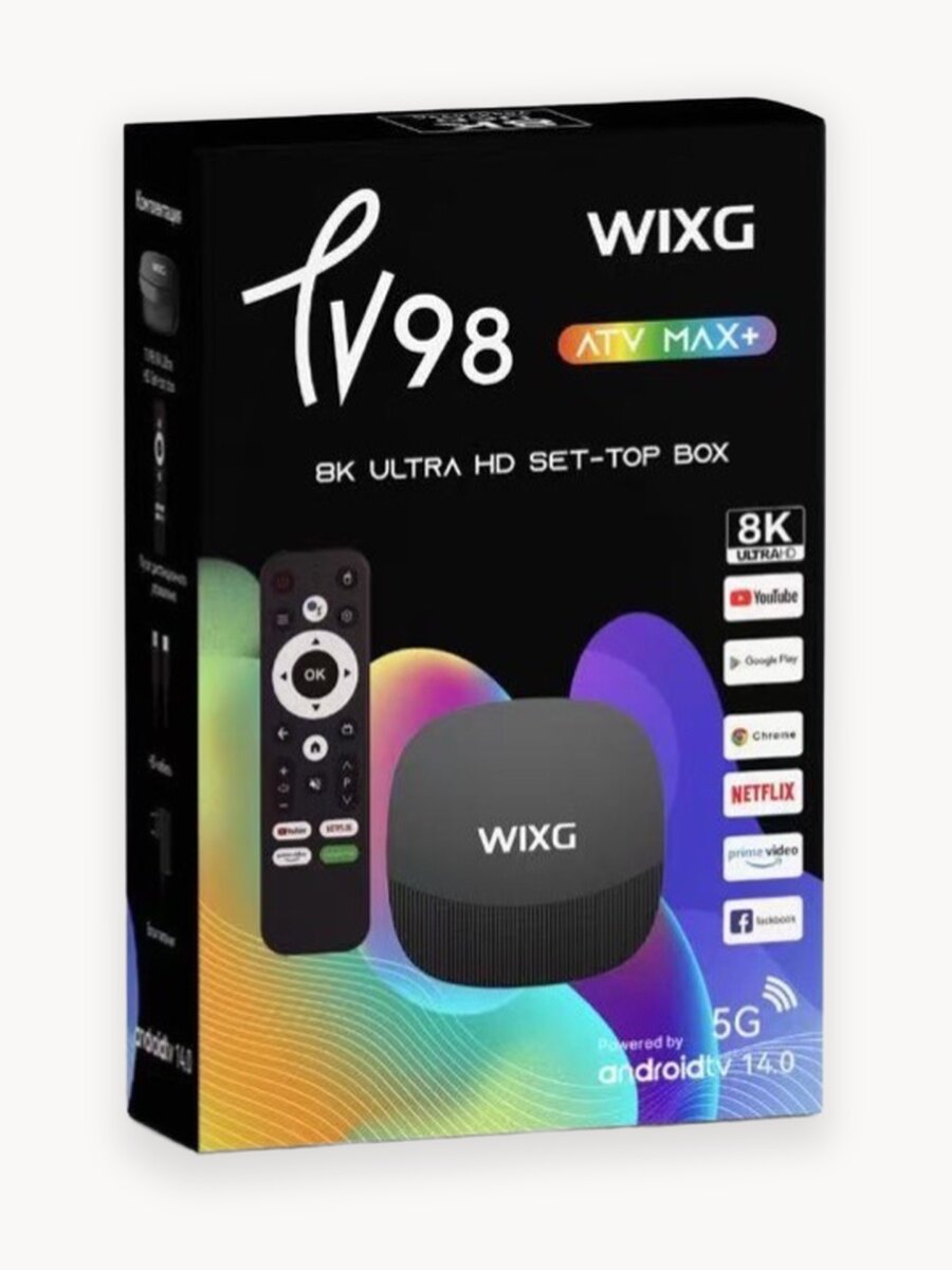 Медиаплеер лучшая приставка для телевизора с медиаплеером , Bluetooth, Wi-Fi, Андроид 14, 2Гб + 16 Гб