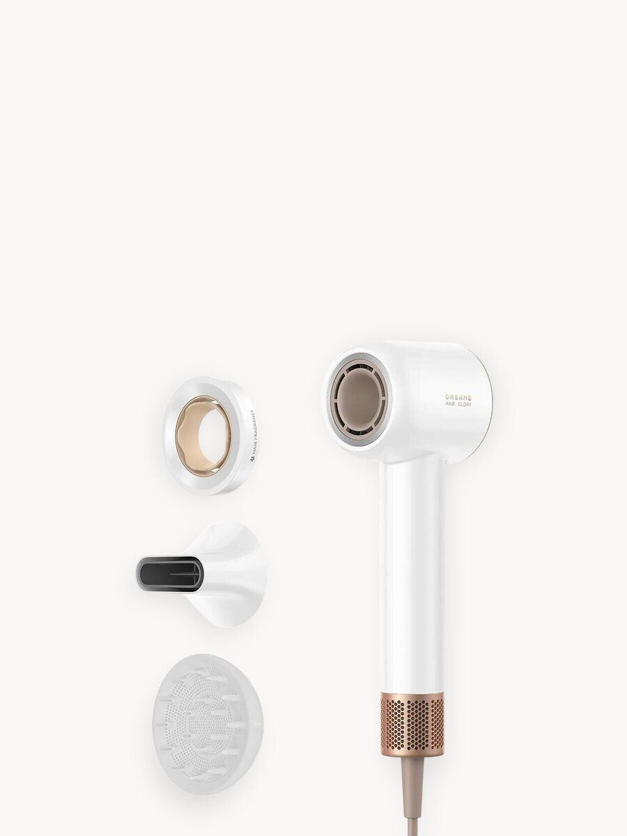 Фен Dreame Hair Glory Mix White, 1600 Вт, с ионизацией и ароматизацией, диффузор и концентратор в комплекте, белый