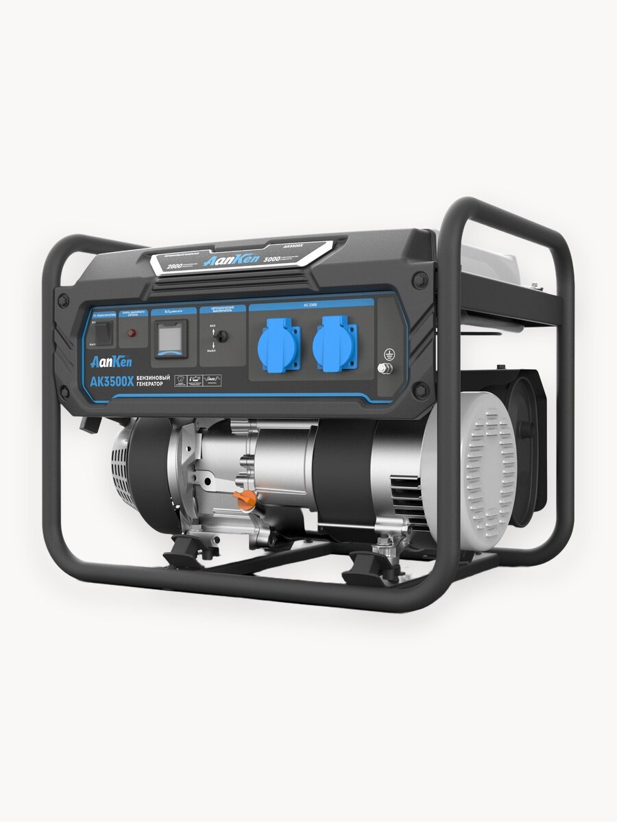 Генератор AanKen 3500x 3.5кВт, медная обмотка, два разъёма 16A, цифровой AVR.15 литровый увеличенный топливный бак