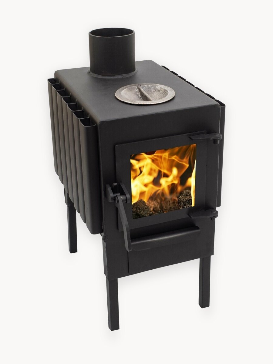 Печь буржуйка со стеклом Helicon, 50 м2, мини, камин для дома, гаража, палаток, различное топливо