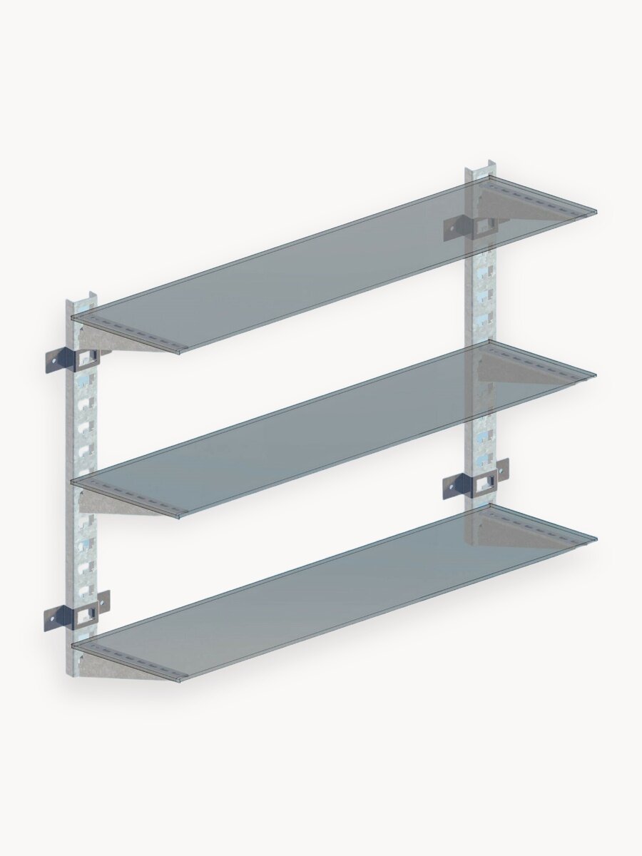Стеллаж металлический 1000х800х250 настенный оцинкованный