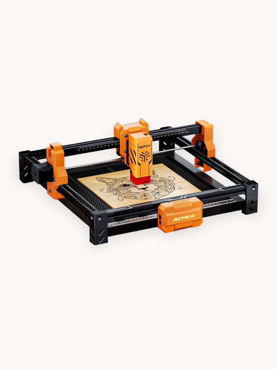 Лазерный гравер ACMER S2 4Вт, 300×300мм, точность 0,01мм, 10000мм/мин, подходит для дерева, пластика, кожи, DIY сборка
