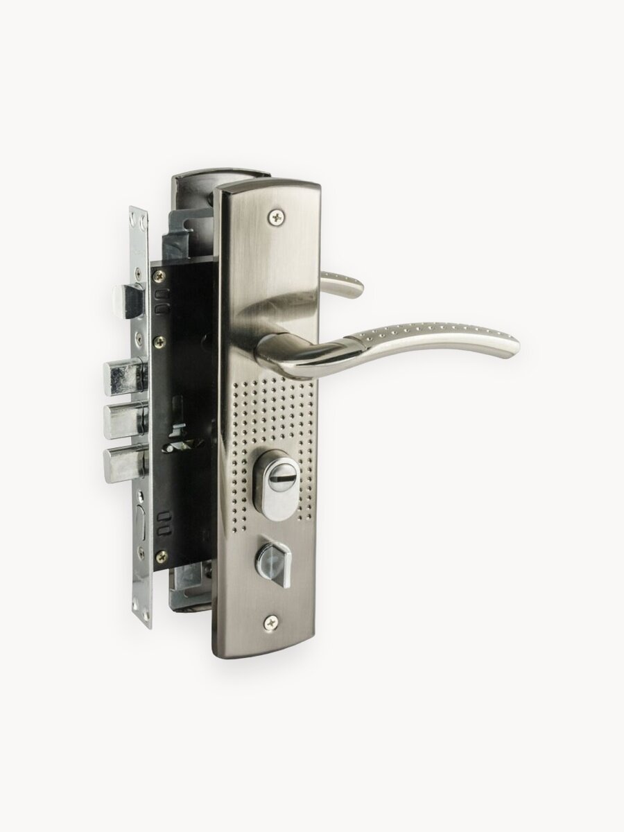 Замок врезной "Нора-М" с ручкой, 200 (96), левый, матовый никель