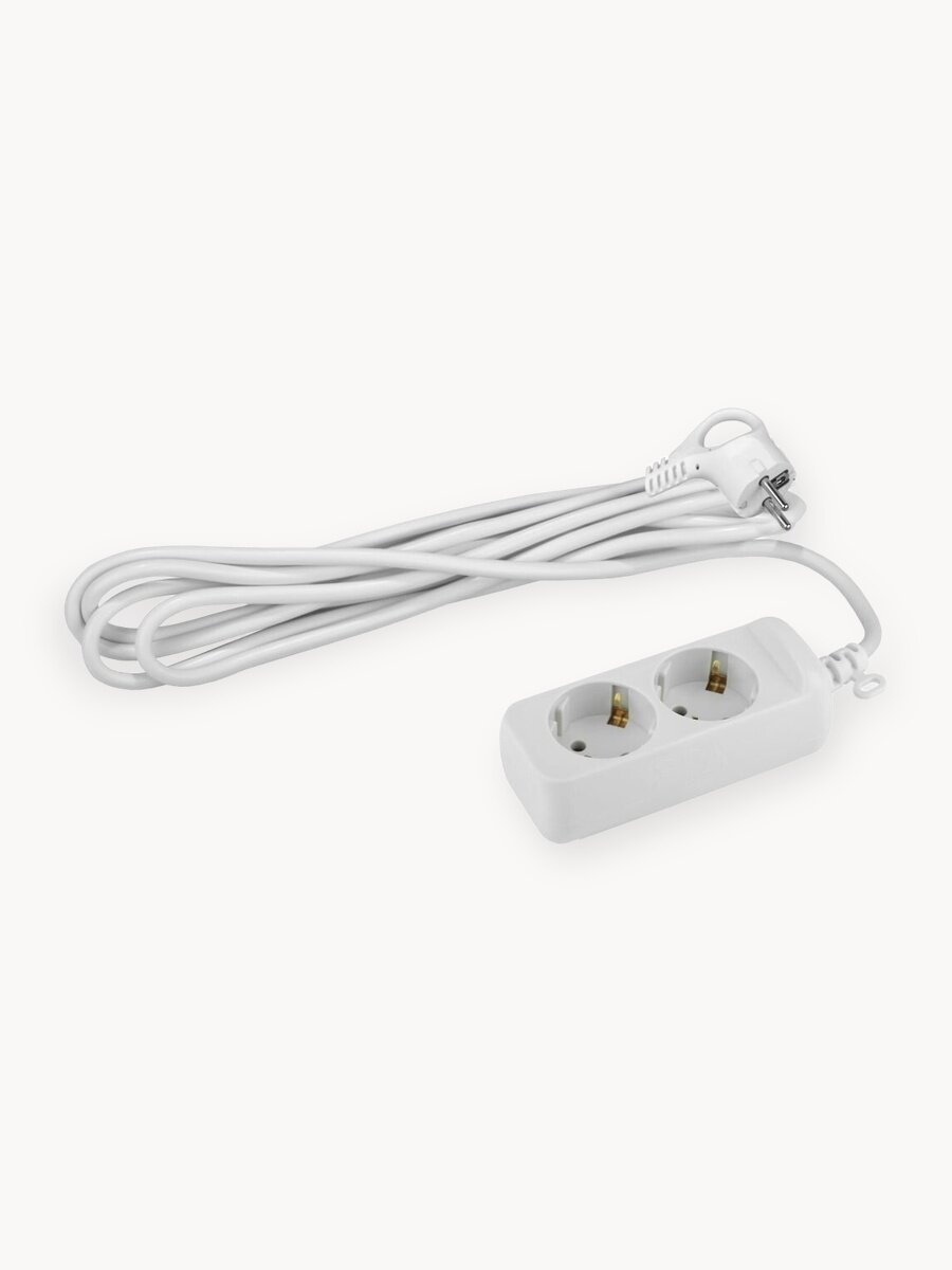 Удлинитель сетевой электрический с заземлением ЭРА UX-2e-1,5m 2 розетки, 1,5м, 10А, 3x0,75мм2