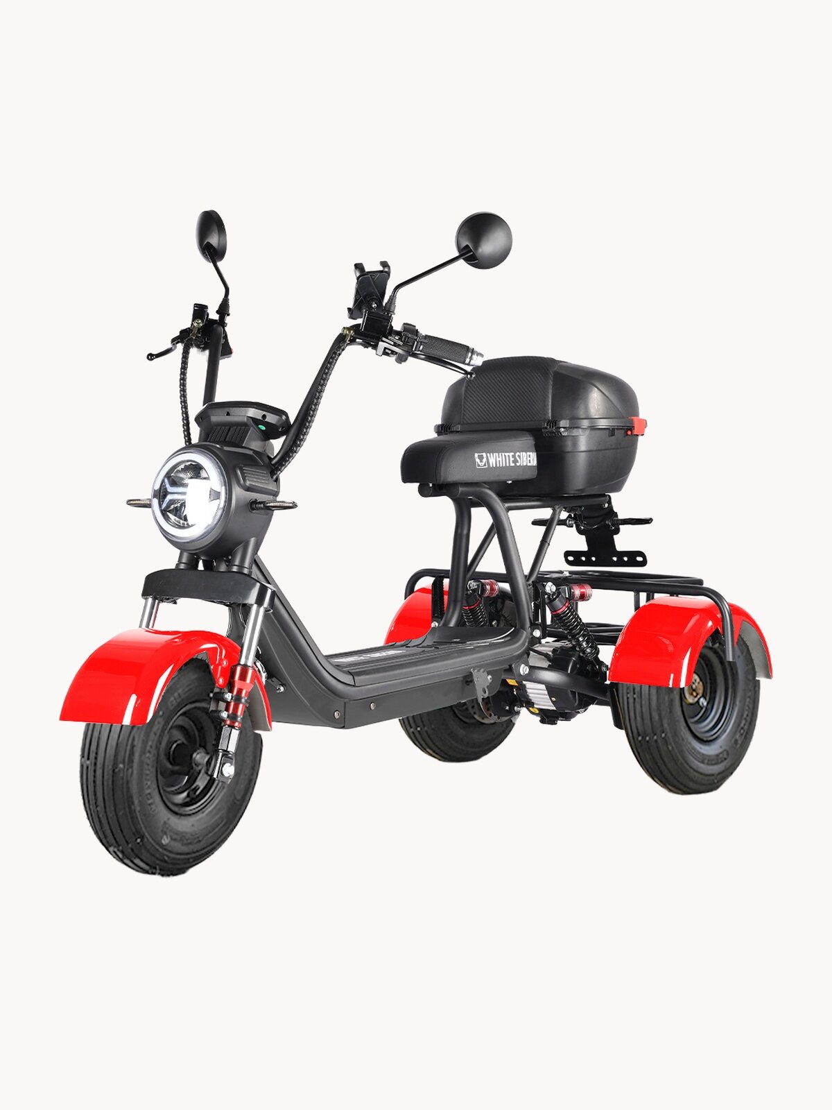 Электроскутер трехколесный (трицикл) WHITE SIBERIA TRIKE MINI 1500W 48V/18Ah красный
