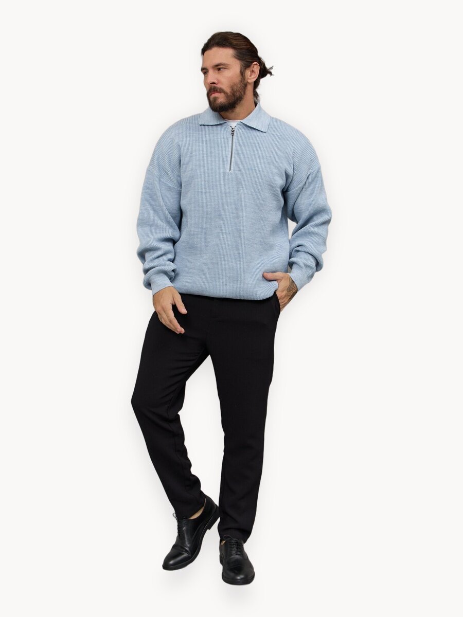Свитер мужской, на молнии, вязаный