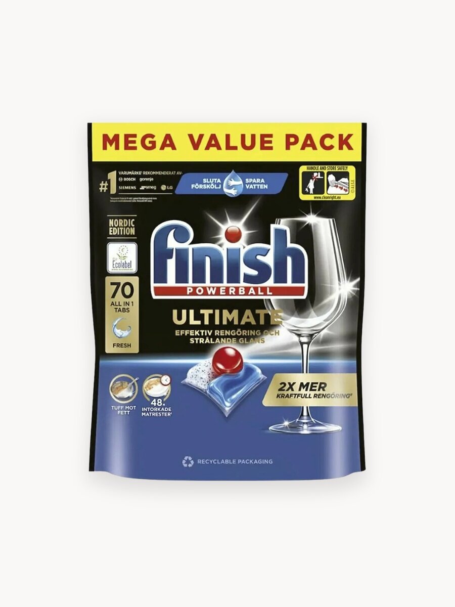 Капсулы Finish Powerball Ultimate, для посудомоечных машин, 70шт, дой-пак