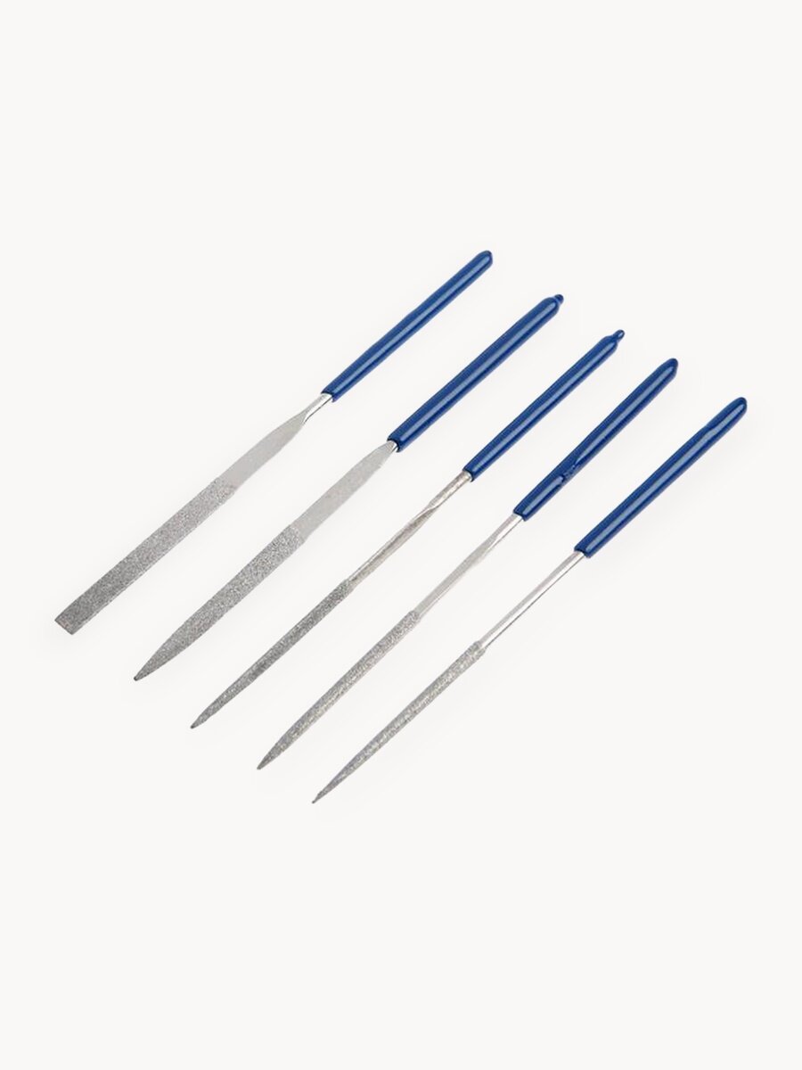 Набор надфилей алмазных тундра, обрезиненные рукоятки, 50 х 140 х 3 мм, 5 шт.