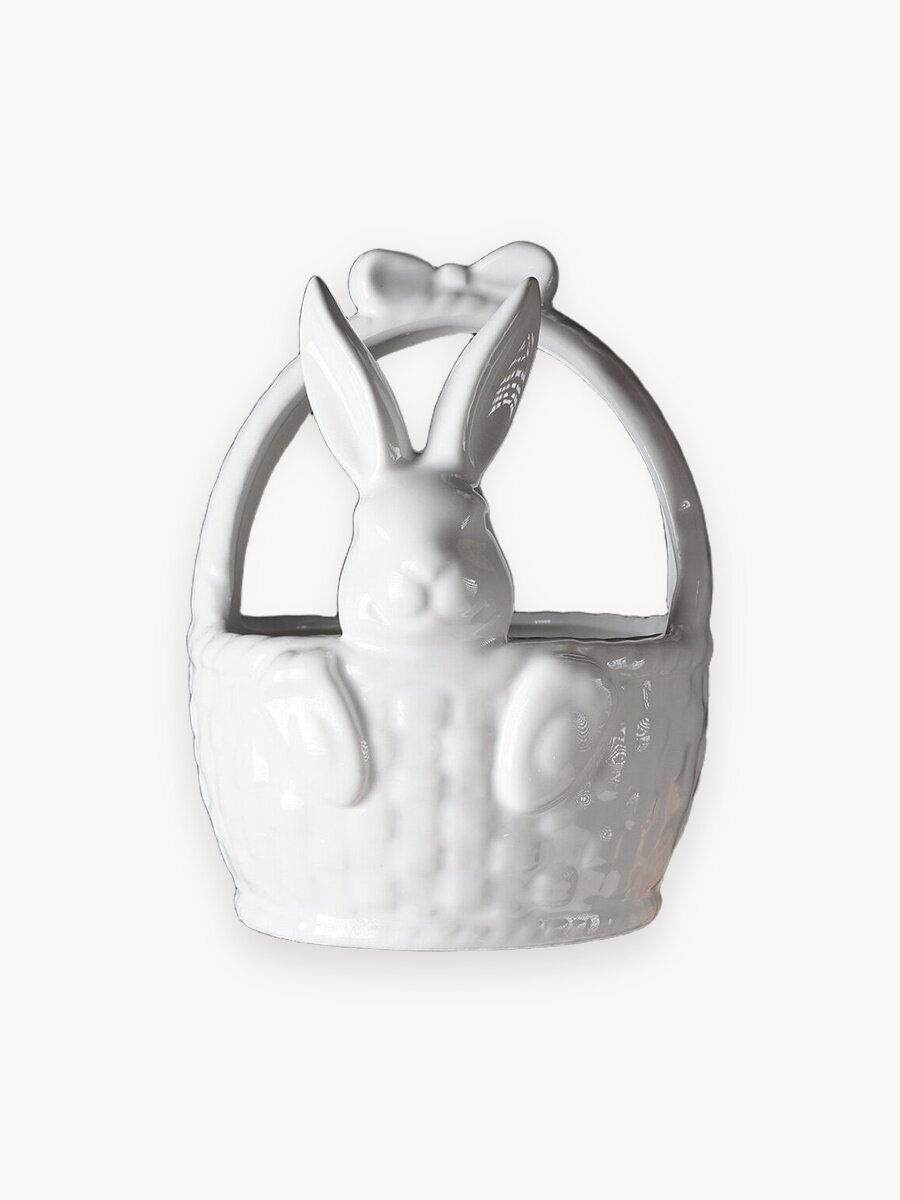 Конфетница керамическая Доляна «Зайка», 12×12×14,7 см, доломит, белая