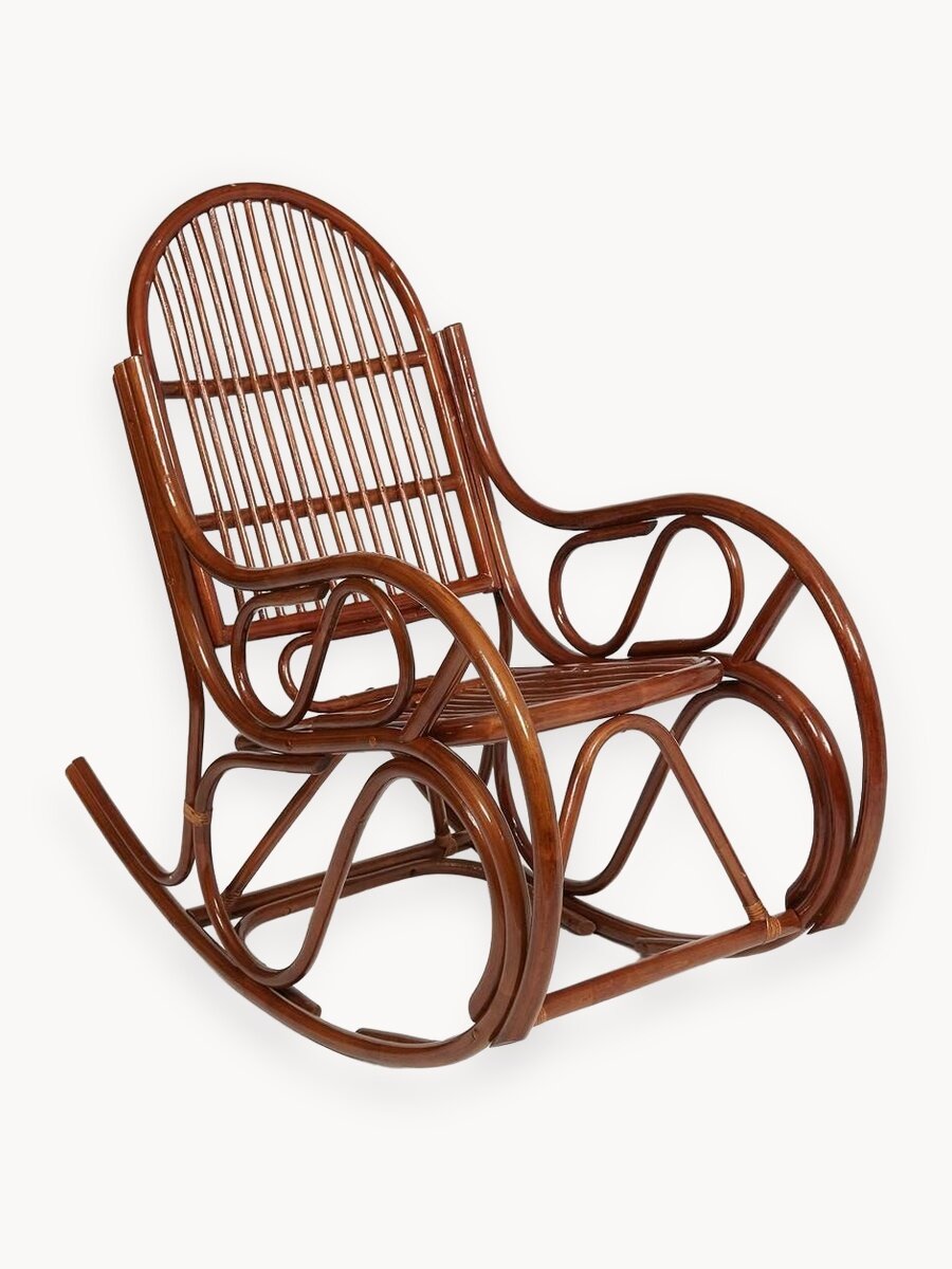 Кресло-качалка для сада TetChair разборная, ротанг, без подушки, орех