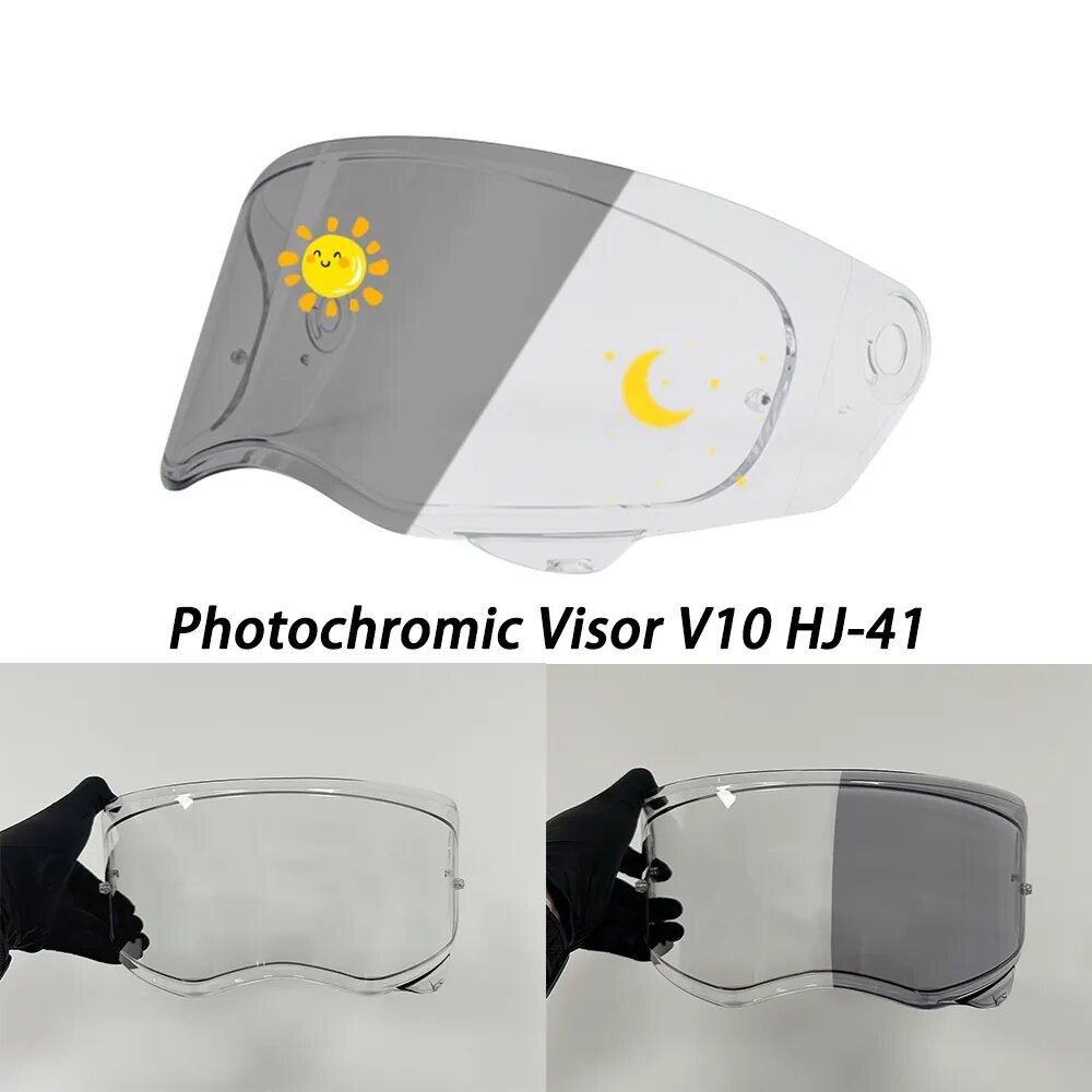 Фотохромный визор для мотошлема HJC V10 HJ-41 из PC пластика с защитой от УФ дымчатая сменная линза шлема