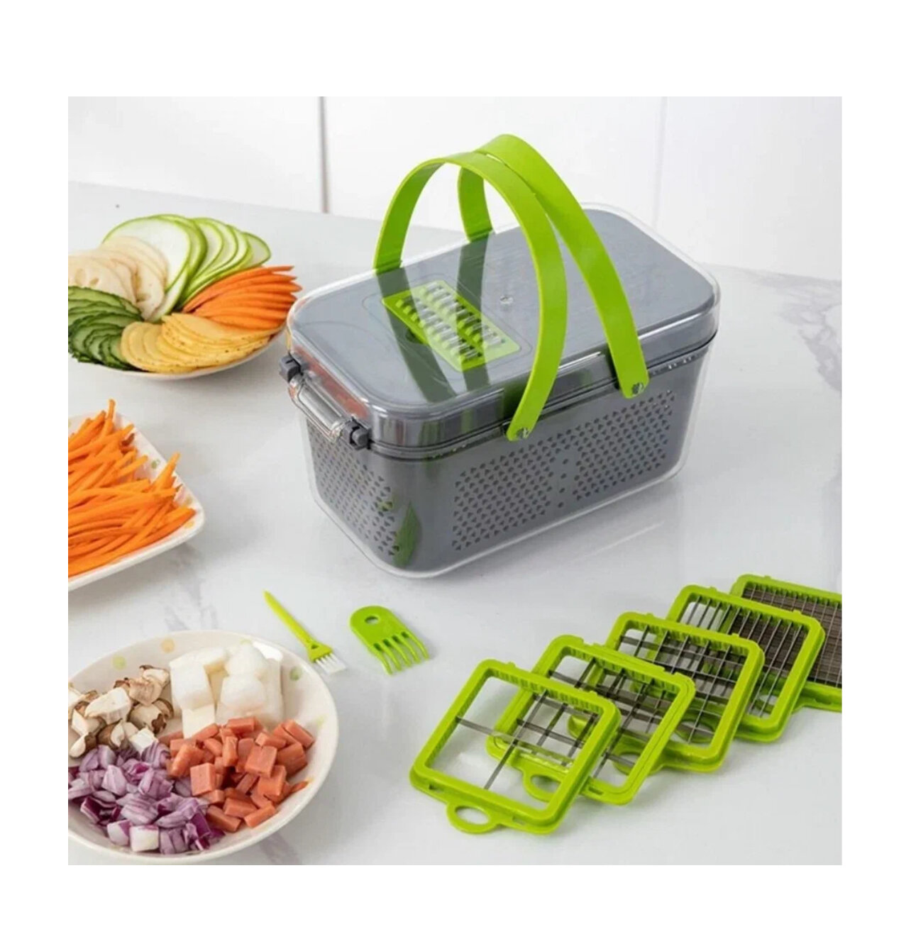 Овощерезка многофункциональная Ручная 22 в 1 / Мультитерка с контейнером