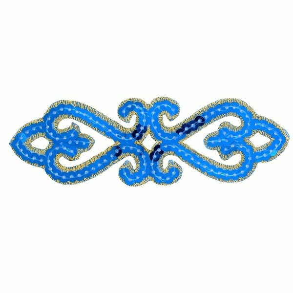 Термоаппликация «Орнамент» с пайетками, для танцевальных костюмов и национальной одежды, 12,5×4 см, бирюзовая, 2 шт.