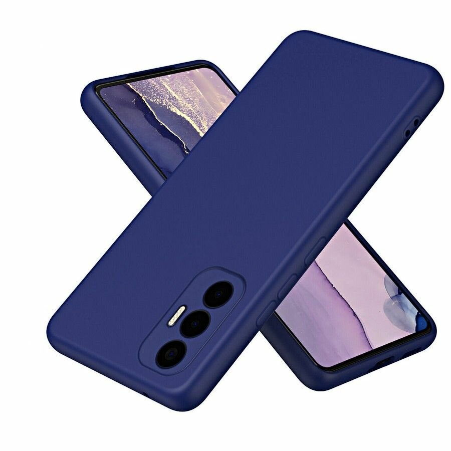 Силиконовая накладка Silky soft-touch для Tecno Pova 3 синий