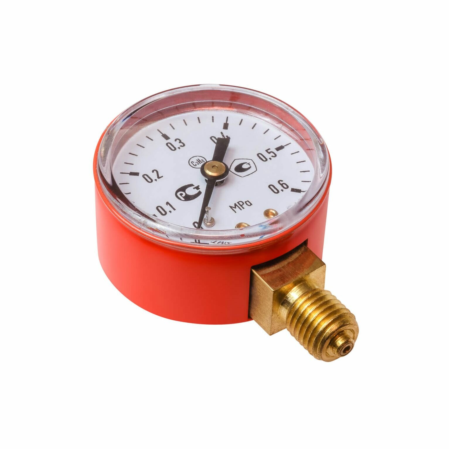 Манометр для автомобильного насоса, аналоговый, диапазон измерений 6,08 кгс/см², 12 мм