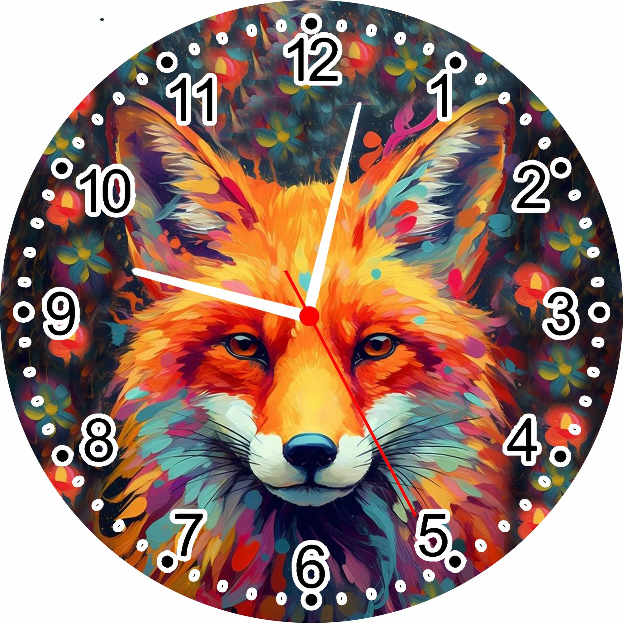 Лиса /Лисичка/ Часы из древесины прессованной (МДФ) D-27 см - 5 мм, Настенные и Настольные с подставкой в комплекте , бесшумные, поднимающие настроение, Уникальные, Авторские, стильные, оригинальные, молодежные, Эксклюзив